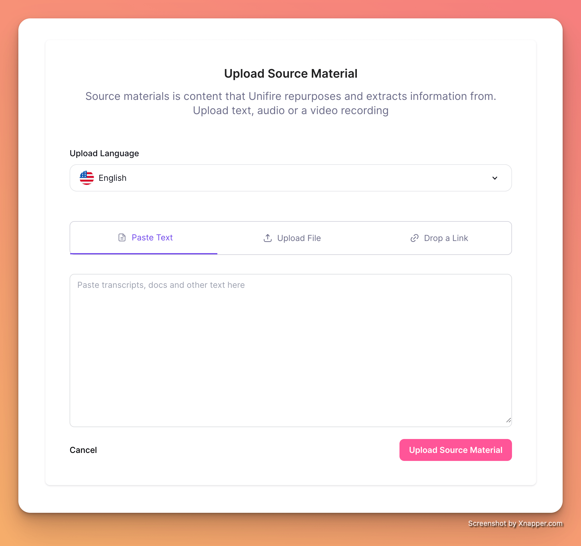 How do I upload my source material? | Unifire.ai